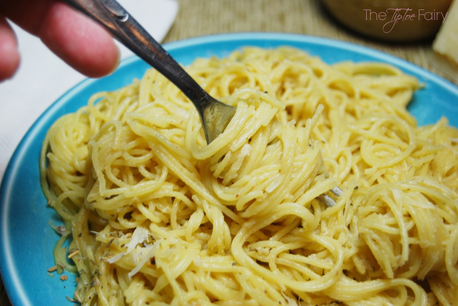 Roasted Garlic and Parmesan Angel Hair Pasta | The TipToe Fairy