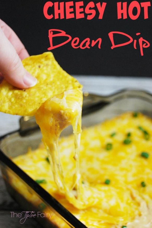 Cheesy Hot Bean Dip - Holiday Party Recipes | The TipToe Fairy
