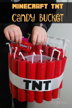 How to Create a DIY Minecraft Halloween - TNT Candy Bucket & Creeper ...