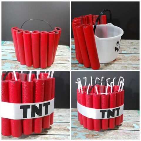 How to Create a DIY Minecraft Halloween - TNT Candy Bucket & Creeper ...