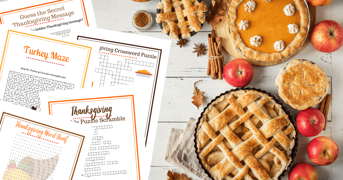 FREE Kids Thanksgiving Printable Games | The TipToe Fairy