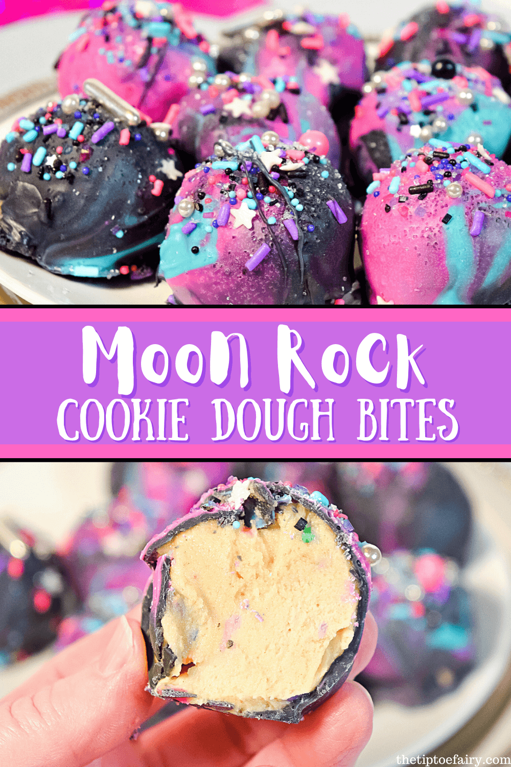 Moon Rock Cookie Dough Bites | The TipToe Fairy