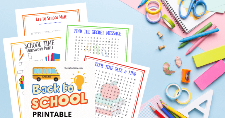 Free Kids Back to School Printable Games | The TipToe Fairy
