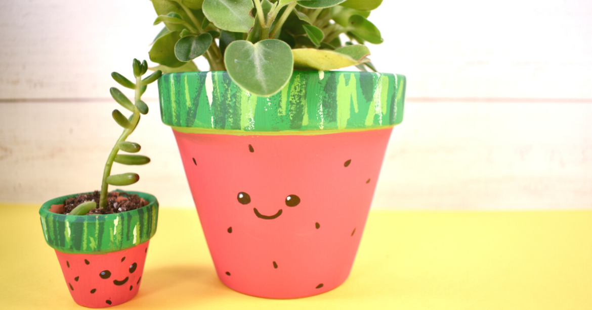 How to Paint a Watermelon Pot | The TipToe Fairy