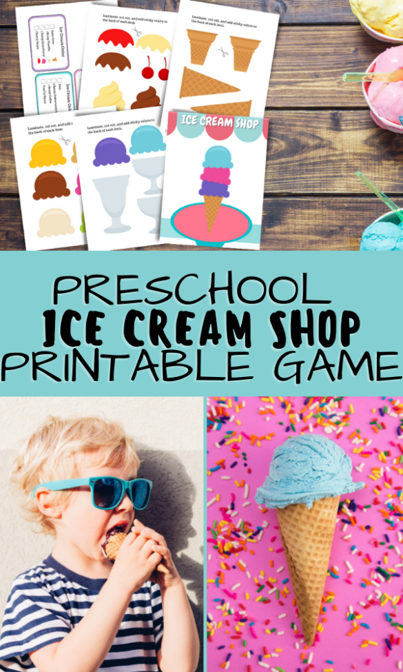 Free Preschool Ice Cream Shop Printable Game | The TipToe Fairy