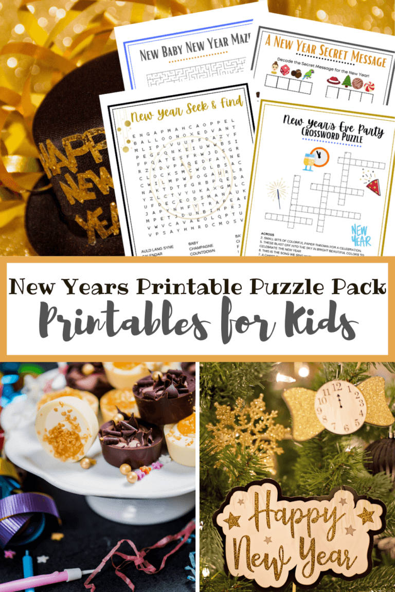 Free Kids Printable New Years Puzzle Pack | The TipToe Fairy