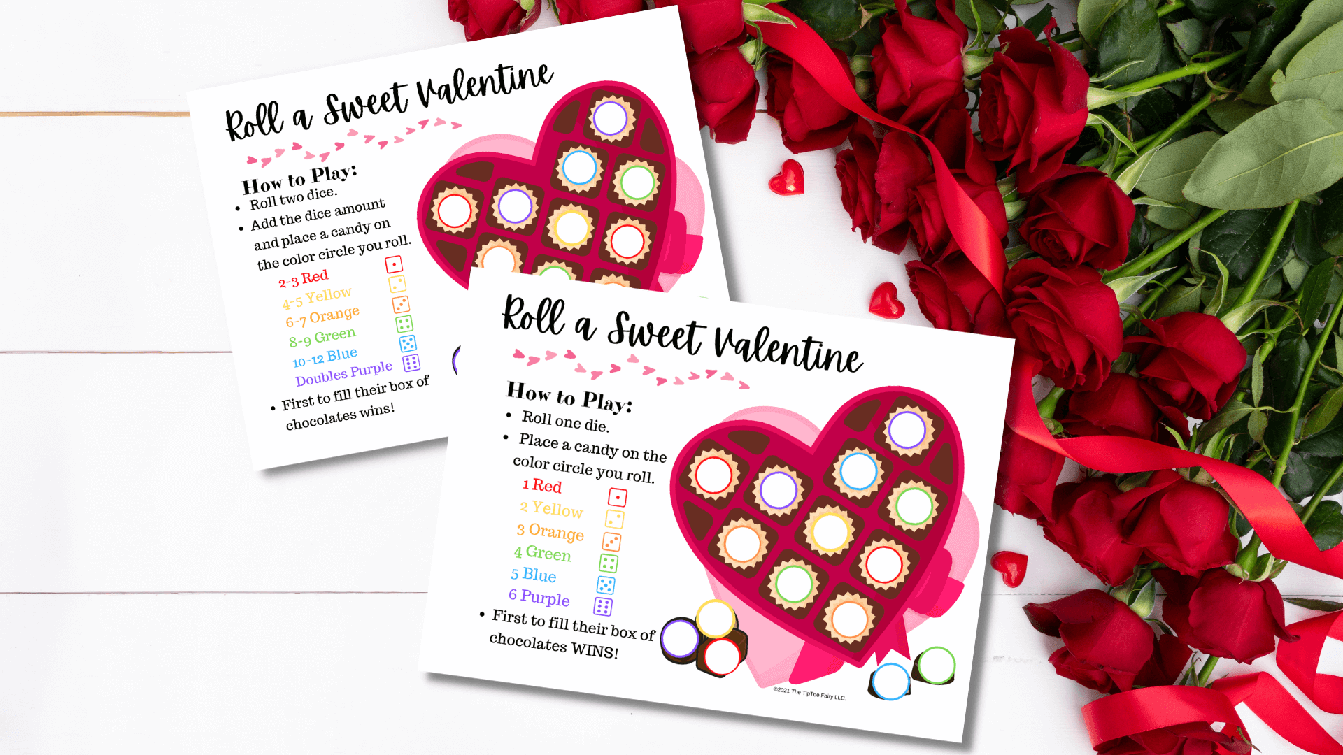 Free Printable Kids Roll a Sweet Valentine Game | The TipToe Fairy