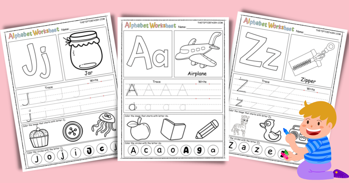 Free Printable Preschool Alphabet Worksheets | The TipToe Fairy