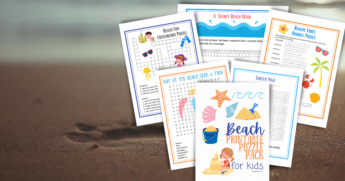 Download Free Kids Printable Summer Beach Puzzle Pack | The TipToe Fairy