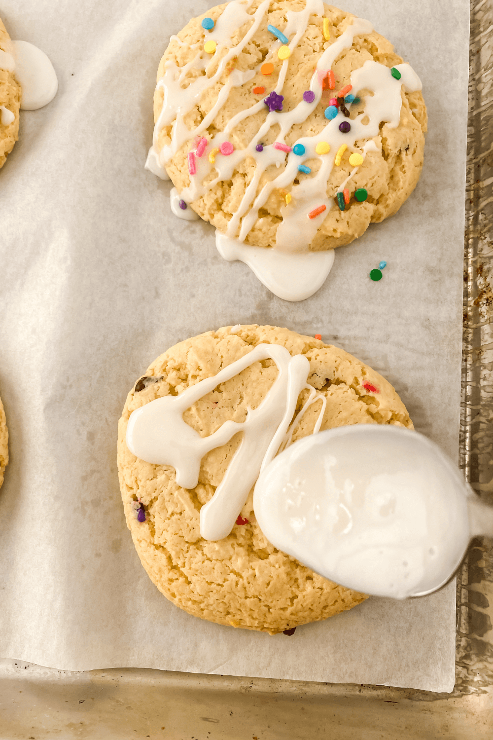 How to make Iced Funfetti Cake Mix Chocolate Chip Cookies | The TipToe ...