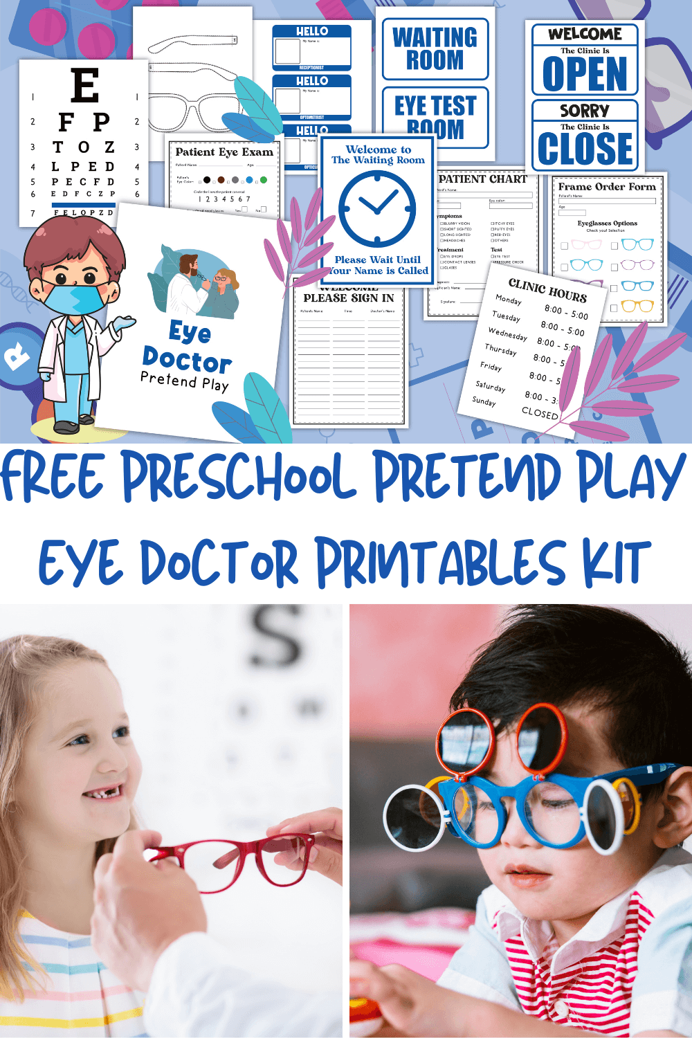 Free Preschool Pretend Play Eye Doctor Printables Kit The Tiptoe Fairy