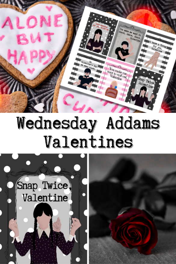 Free Printable Wednesday Addams Black Valentines | The TipToe Fairy