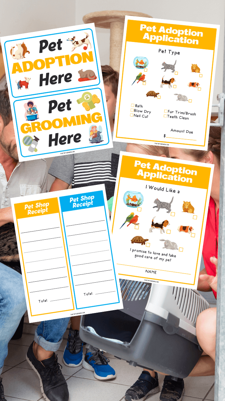 Preschool Pretend Play Adopt a Pet Printables Kit | The TipToe Fairy