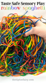 How to make Taste Safe Rainbow Spaghetti for Sensory Play | The TipToe ...