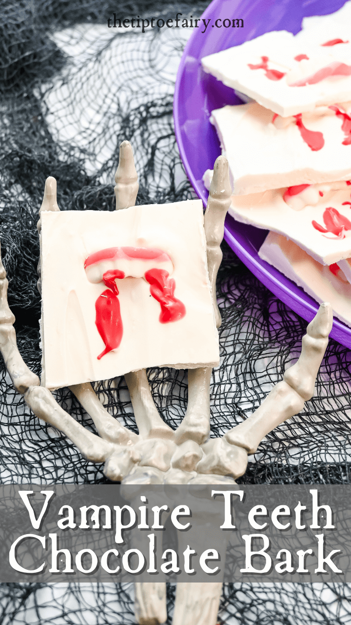 Halloween Vampire Teeth Bloody Chocolate Bark | The TipToe Fairy