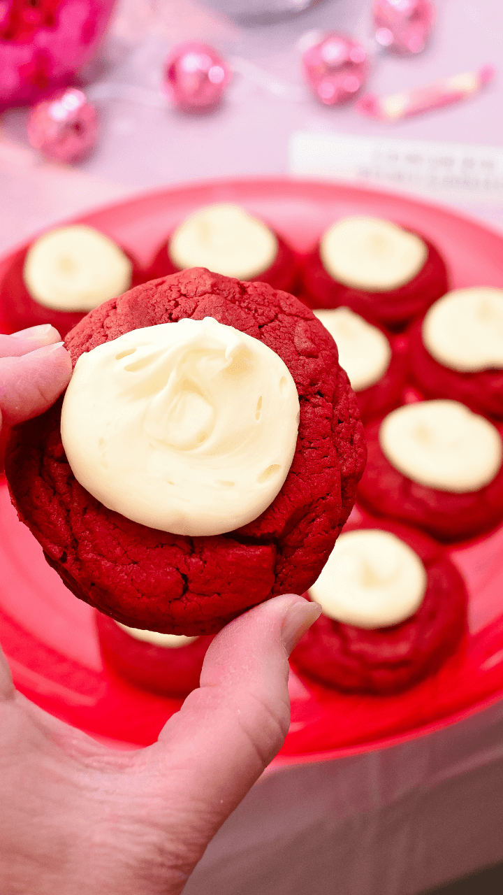 Crimson and Cream Cheese Red Velvet Cake Mix Cookies | The TipToe Fairy