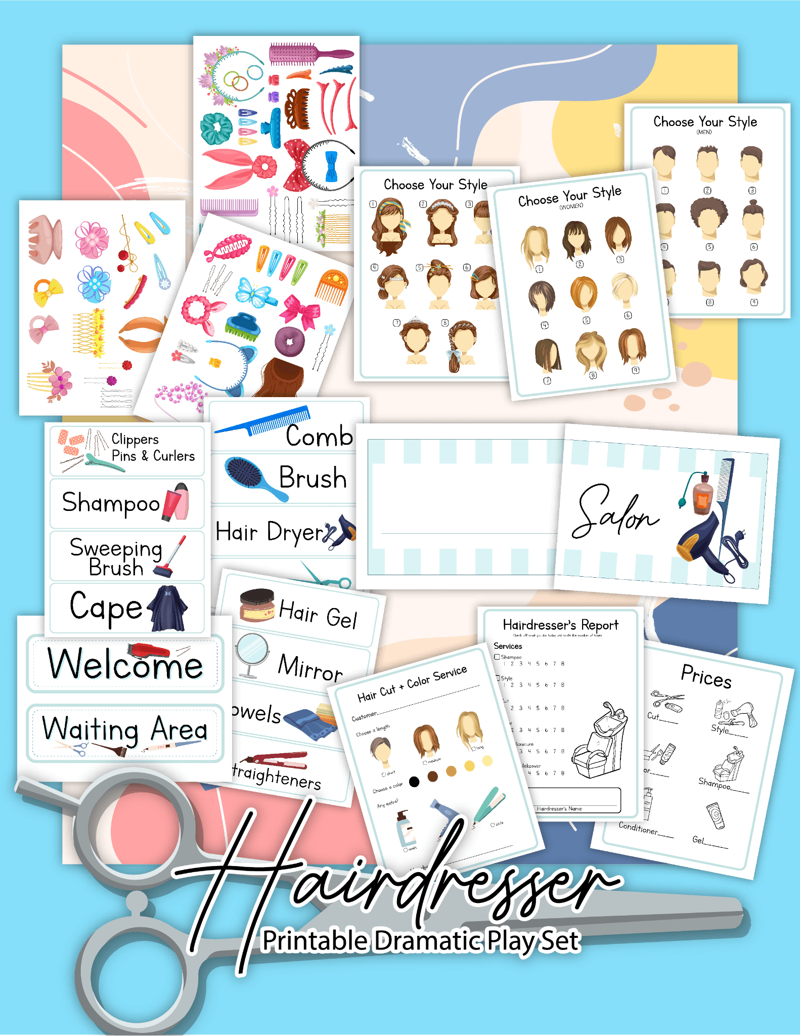 Download FREE Preschool Pretend Play Hairdresser Printable Bundle for ...