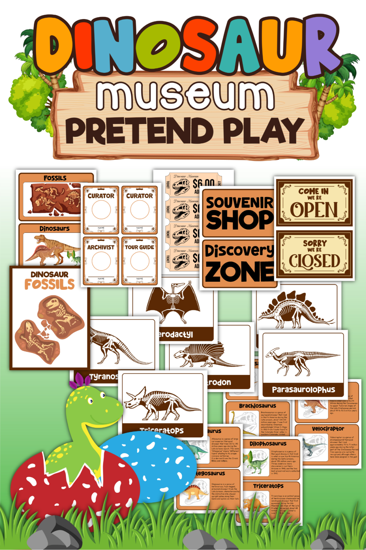 Download FREE Preschool Pretend Play Dinosaur Museum Printables Bundle ...