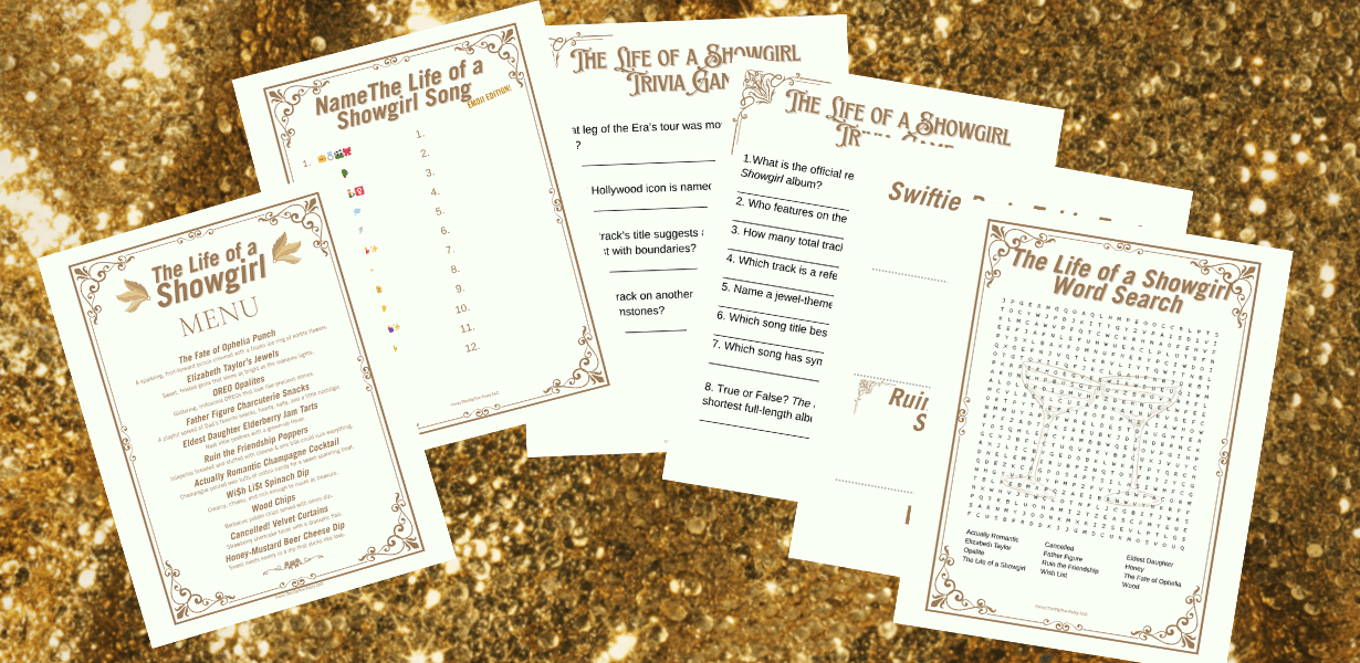 FREE Printables for The Life of a Showgirl Swiftie Party | The TipToe Fairy