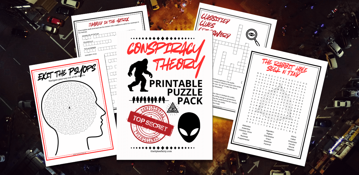 Free Printable Download Conspiracy Theory Party Puzzles | The TipToe Fairy